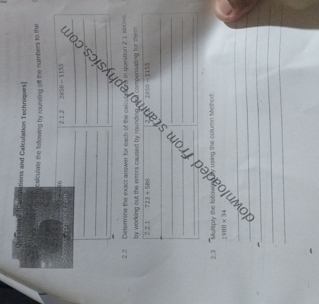 Question 2 (Calculations and Calculation | StudyX