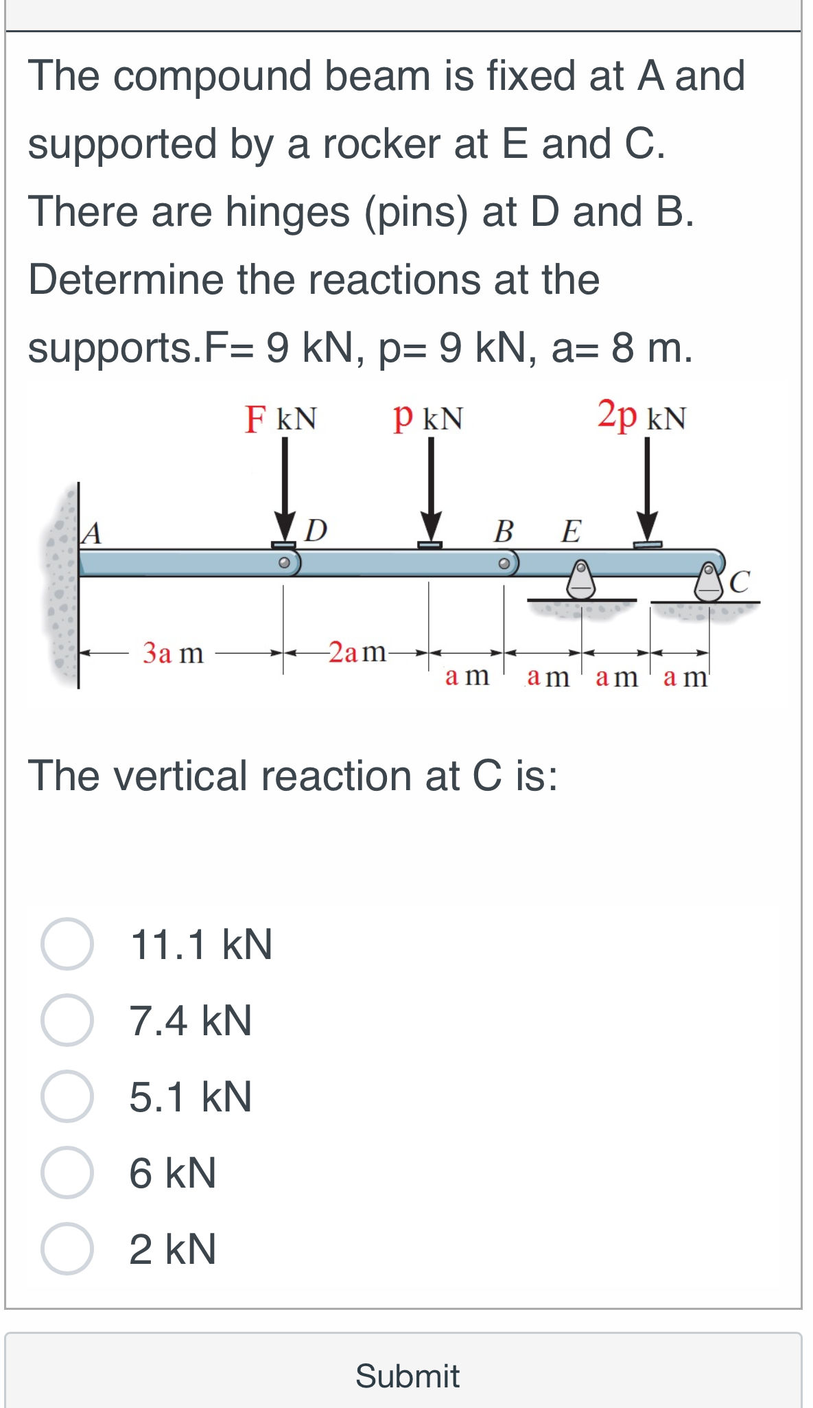 The compound beam is fixed at A and | StudyX