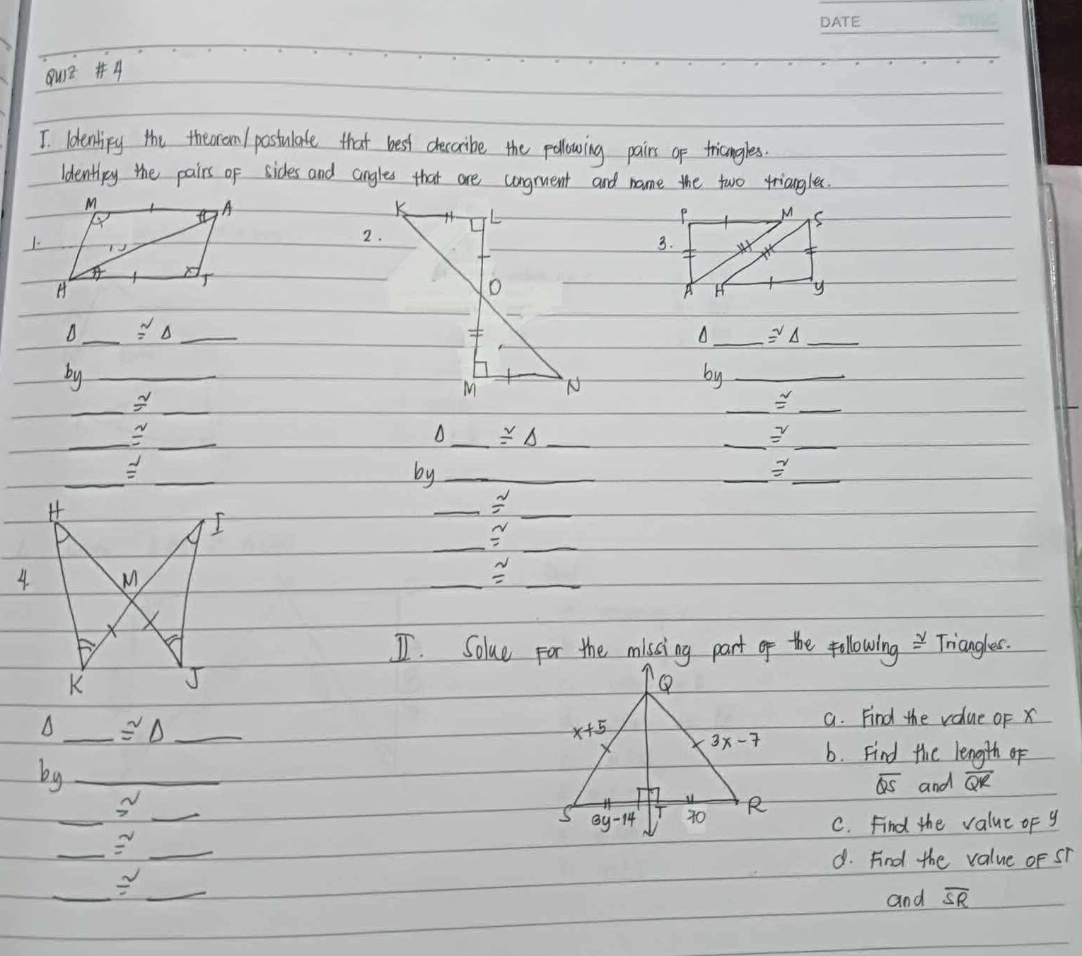 I. Identify the theorem/postulate that best | StudyX