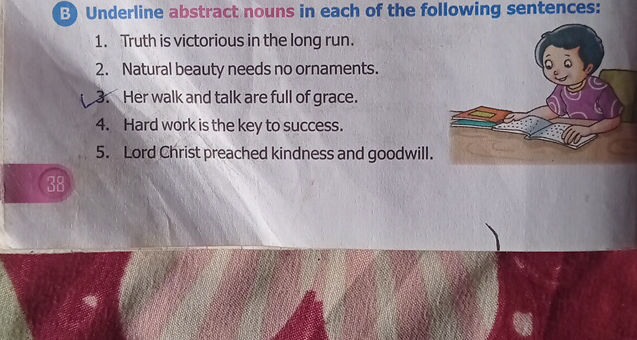 B Underline abstract nouns in each of the | StudyX