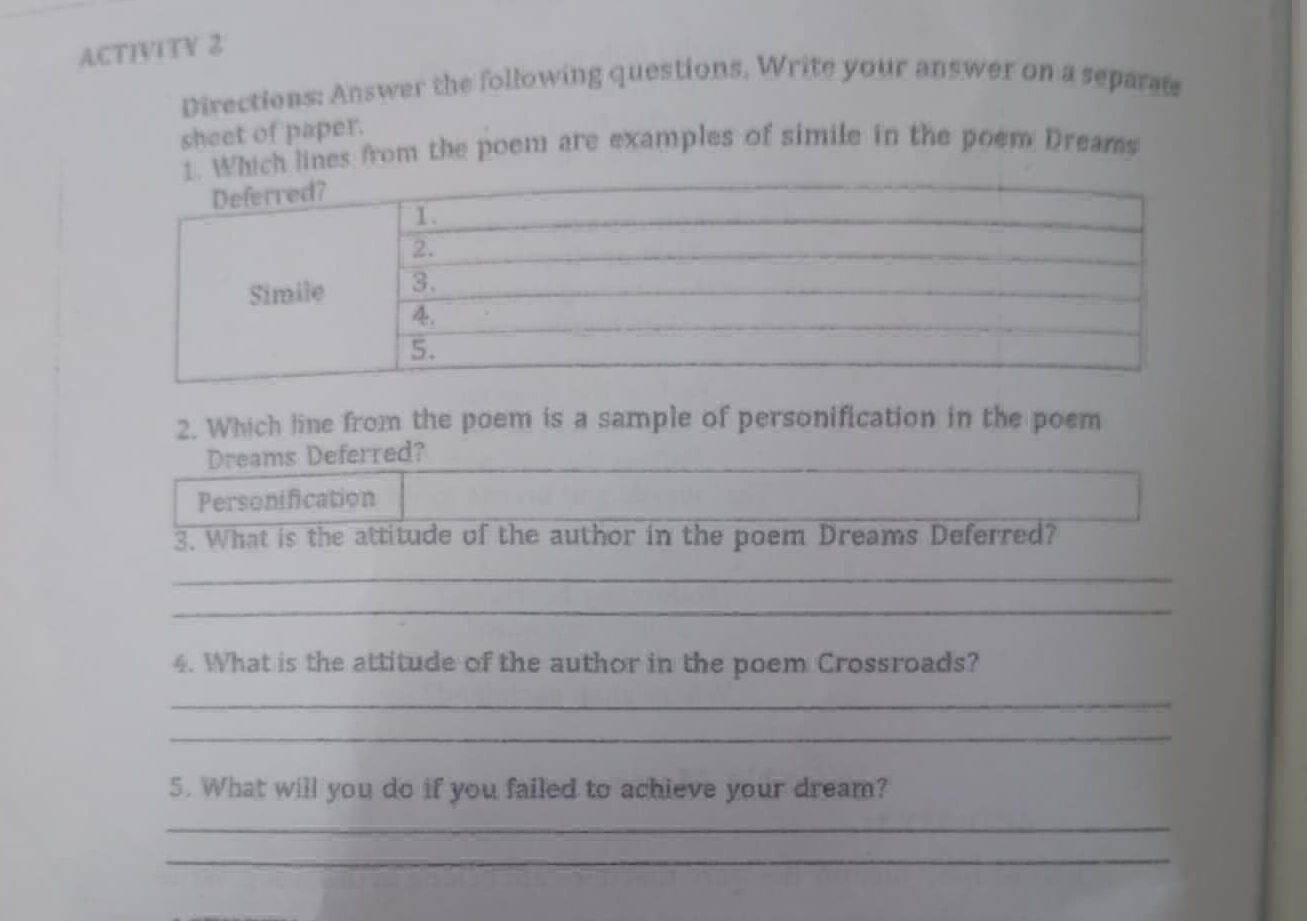 1 Which lines from the poem are examples of | StudyX