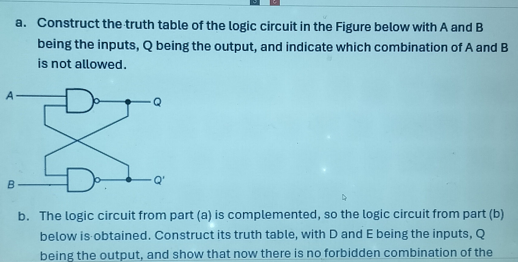a. Construct the truth table of the logic | StudyX