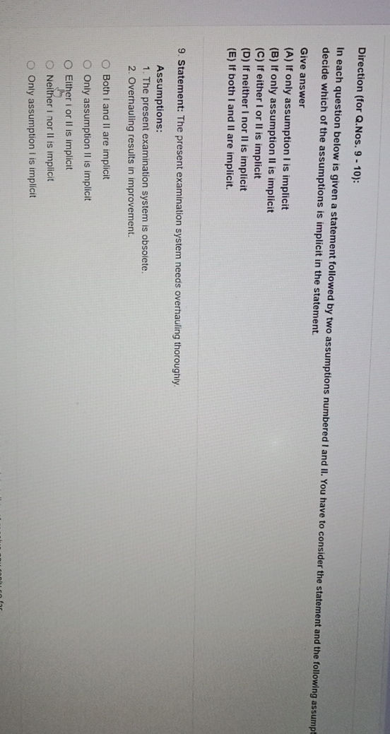 Direction (for QNos 9-10) In each question | StudyX
