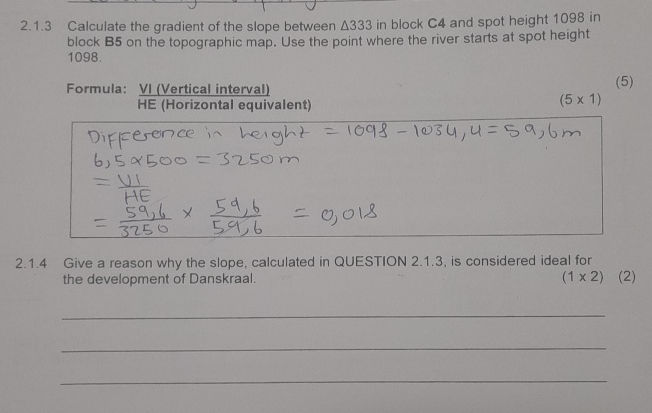 213 Calculate the gradient of the slope | StudyX
