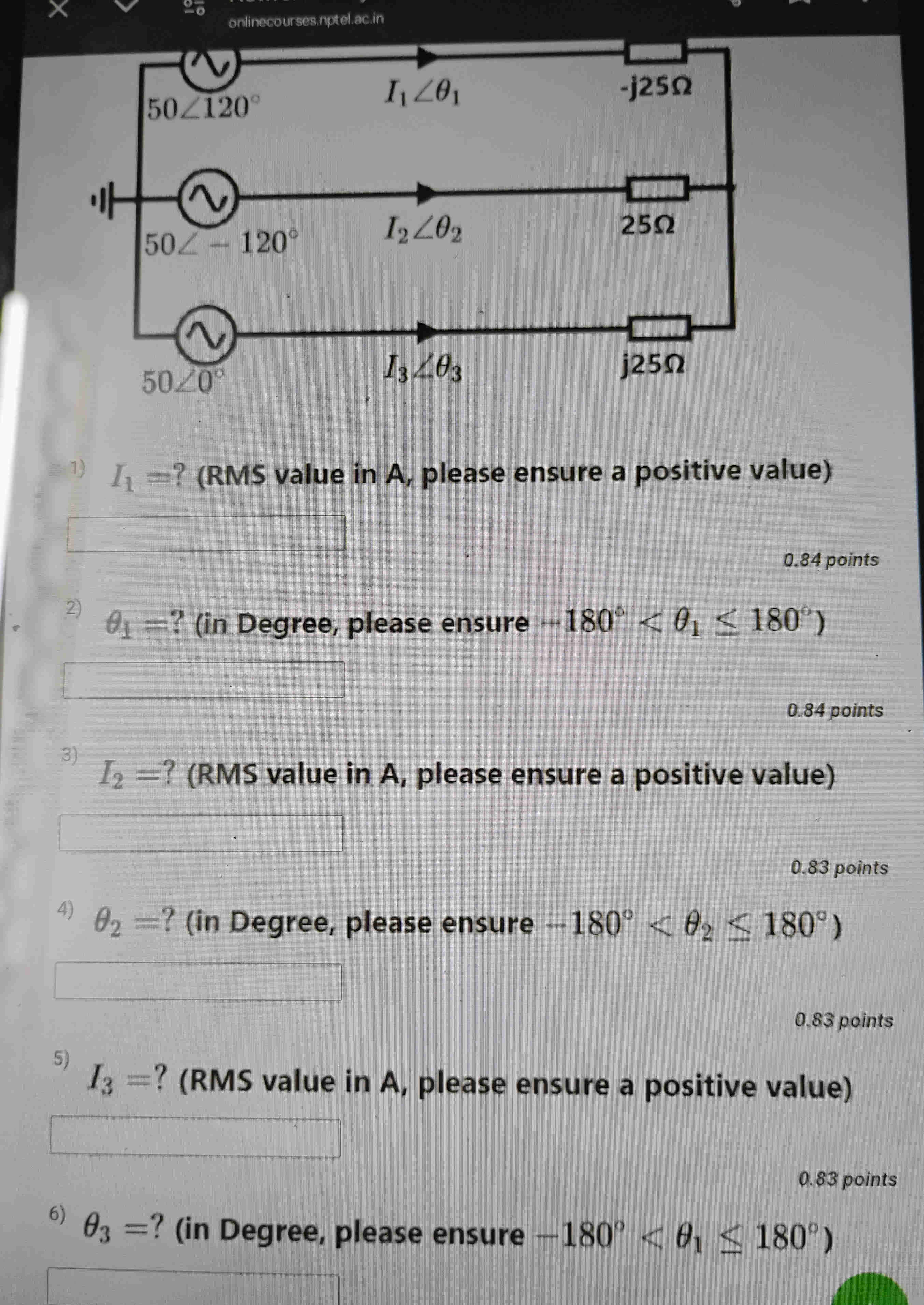 1) I1= (RMS value in A please ensure a | StudyX