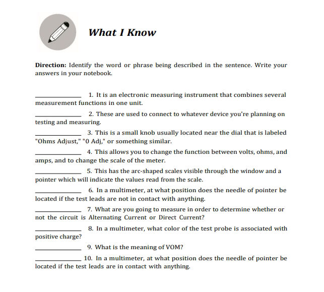 1. It is an electronic measuring instrument | StudyX