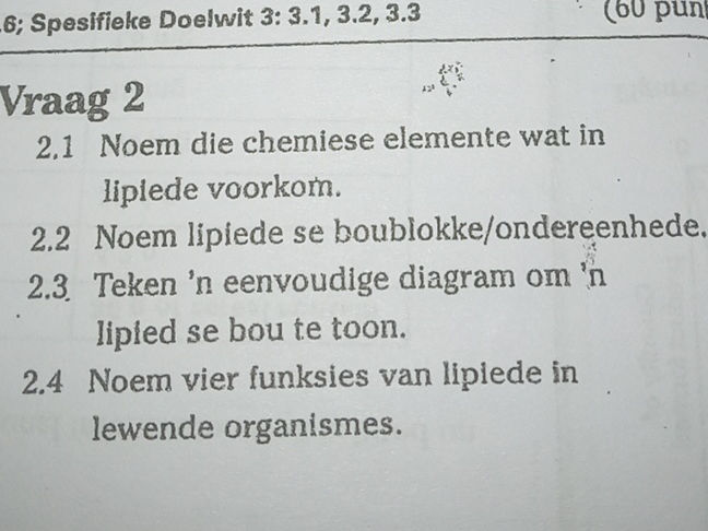 Vraag 2 2.1 Noem die chemiese elemente wat | StudyX