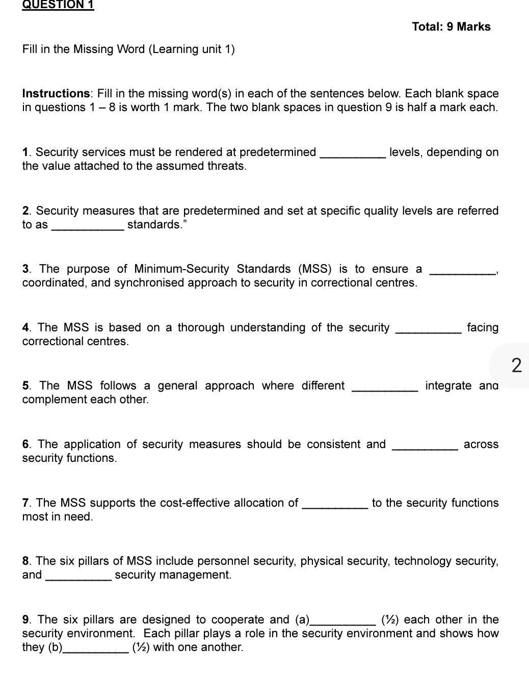 Fill in the Missing Word (Learning unit 1) | StudyX