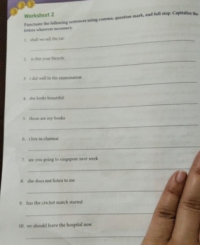 Worksheet 2 Punctuate the following | StudyX