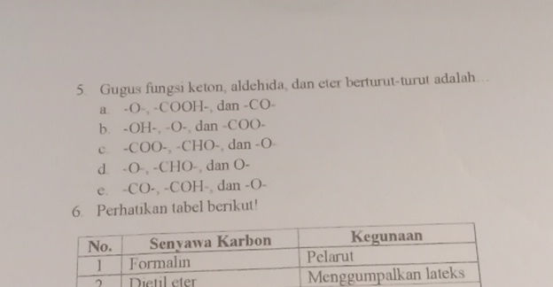 5 Gugus fungsi keton aldehida dan eter | StudyX
