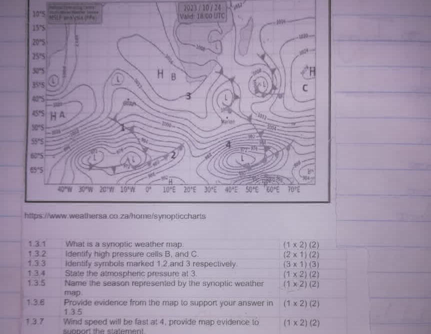 131 What is a synoptic weather map (1 x 2) | StudyX