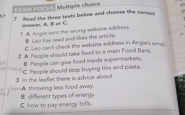 7 Read the three texts below and choose the | StudyX