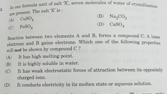In one formula unit of salt X, seven