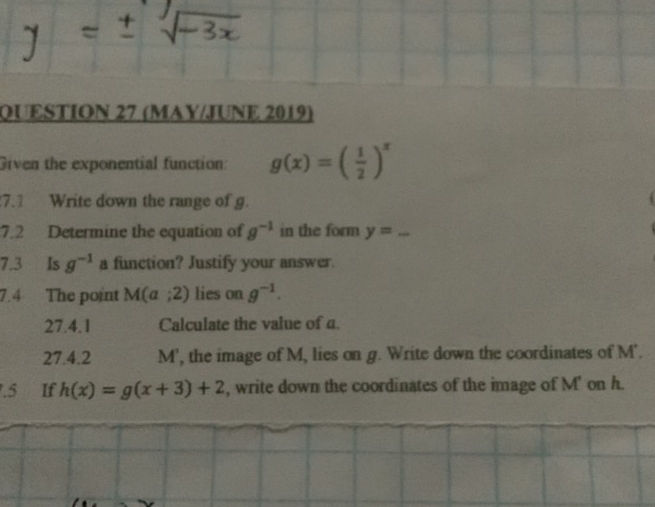 Given the exponential function g(x) = ( 12 | StudyX