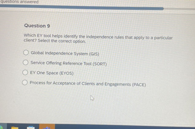 Question 9 Which EY tool helps identify the | StudyX