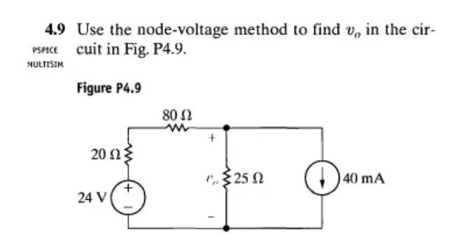 49 Use the node-voltage method to find vo in | StudyX