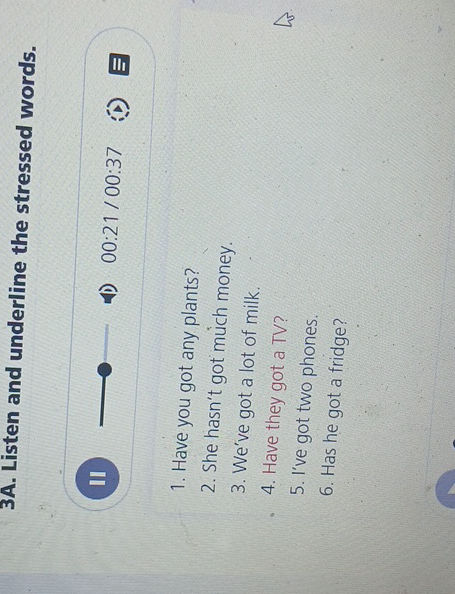 3A Listen and underline the stressed words 1 | StudyX