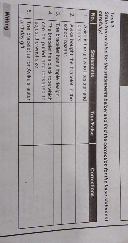 Task 3 State true or false for the | StudyX
