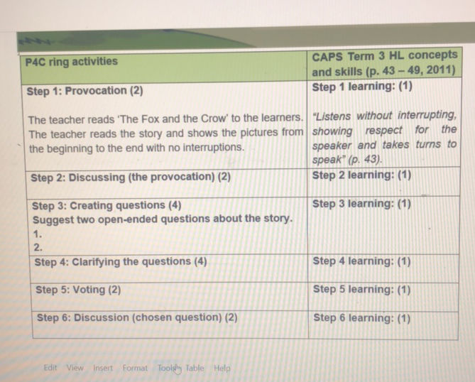 P4C ring activities Step 1: Provocation (2)