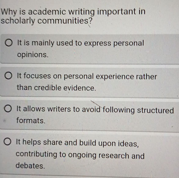 Why is academic writing important in | StudyX