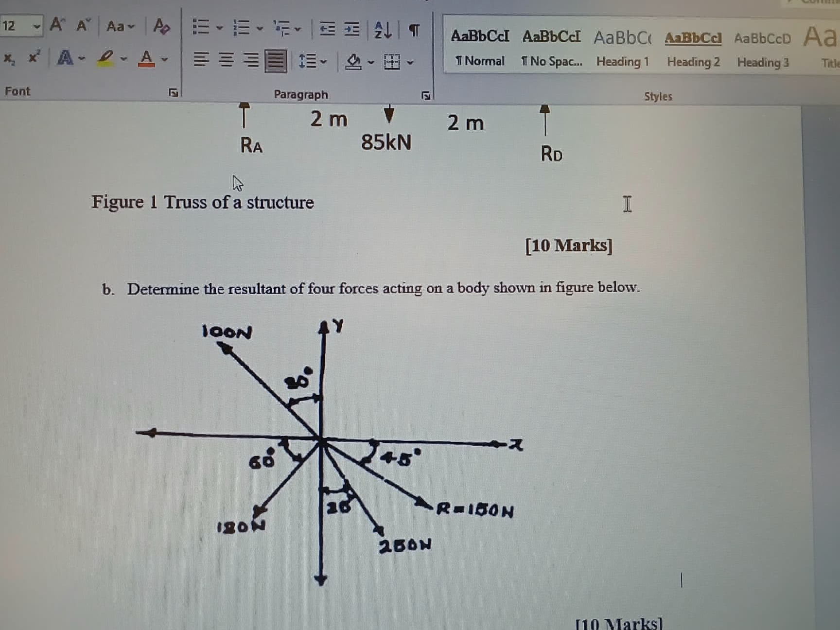 b Determine the resultant of four forces | StudyX