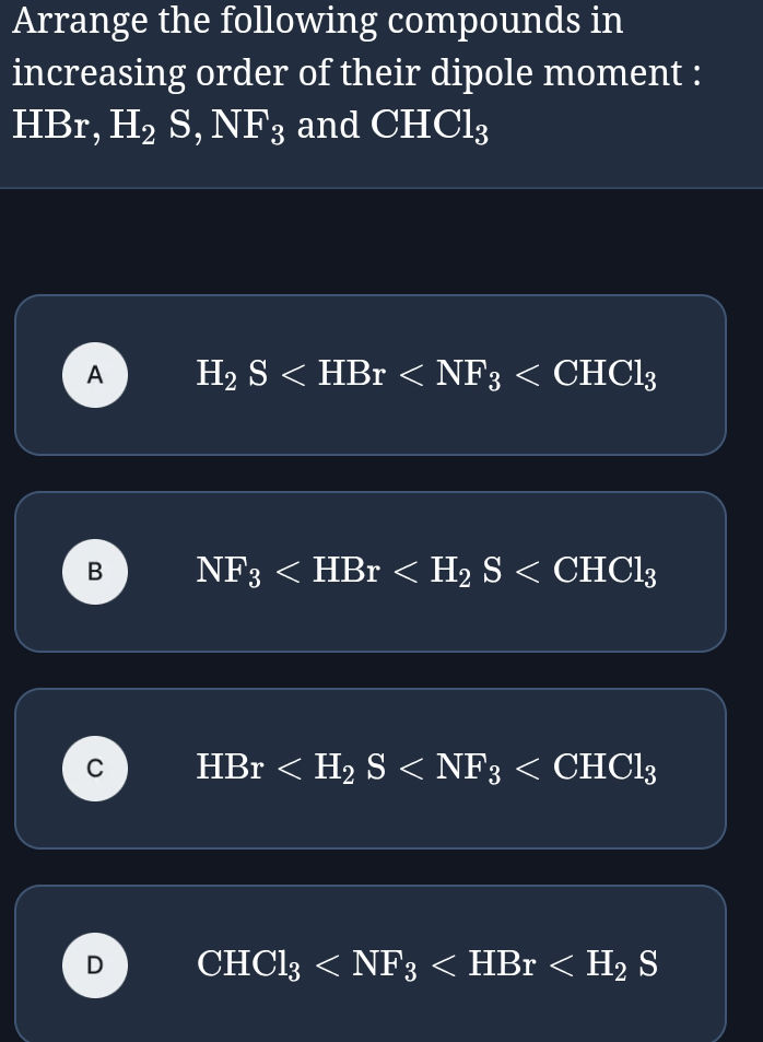 Arrange the following compounds in | StudyX