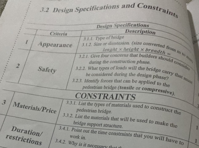 3.2 Design Specifications and Constraints | StudyX