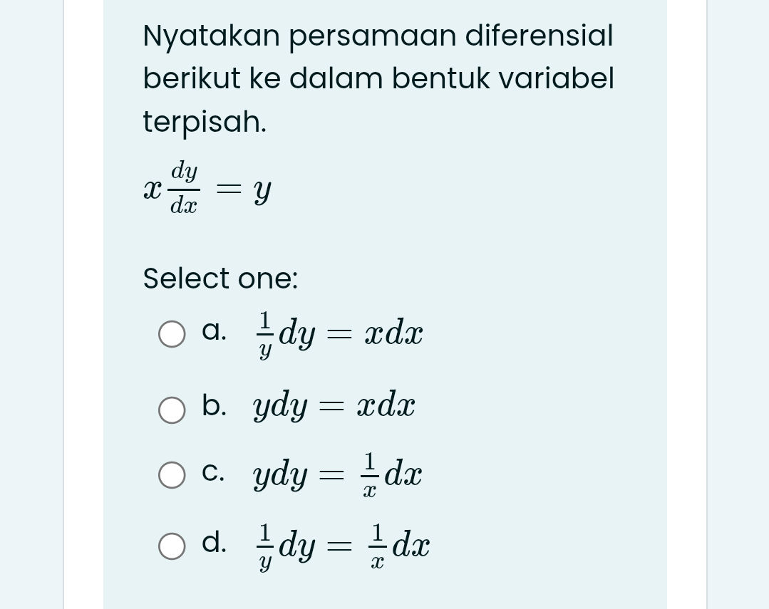 Nyatakan persamaan diferensial berikut ke | StudyX