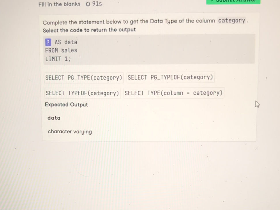 Complete the statement below to get the Data | StudyX