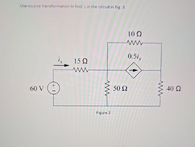Use source transformation to find $i_x$ in | StudyX