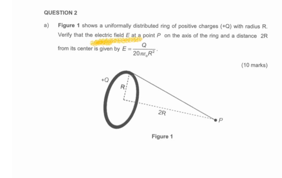 Figure 1 shows a uniformly distributed ring | StudyX