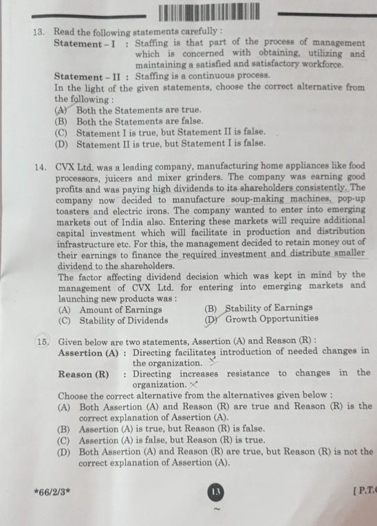 13. Read the following statements carefully: | StudyX