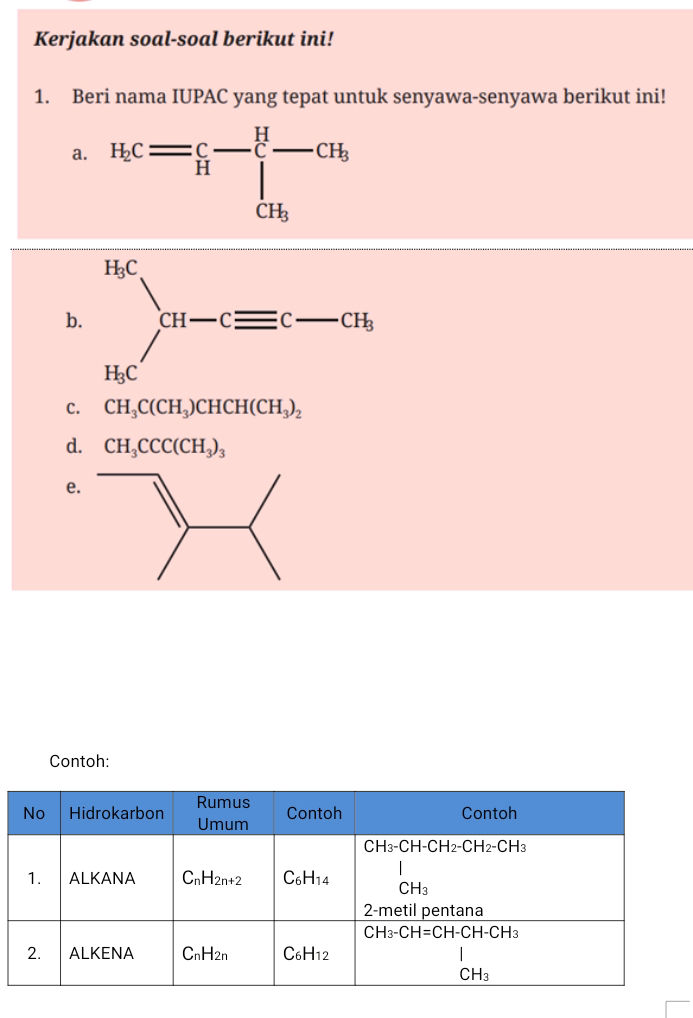1. Beri nama IUPAC yang tepat untuk | StudyX