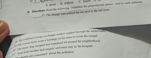 B Directions Read the following Underline | StudyX