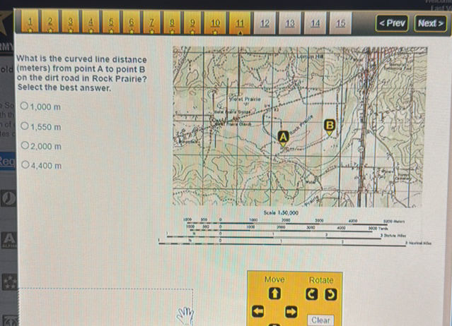 What is the curved line distance (meters)