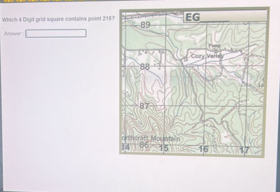 Which 4 Digit grid square contains point 215 | StudyX