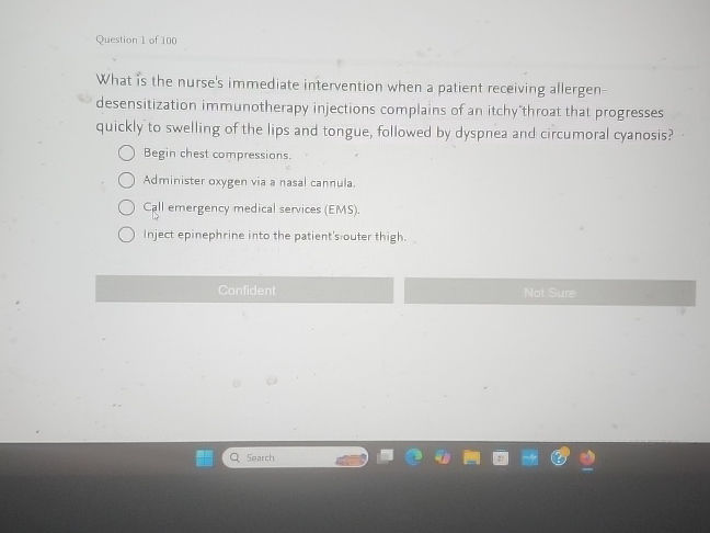 What is the nurse's immediate intervention