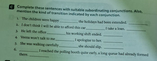 C Complete these sentences with suitable | StudyX