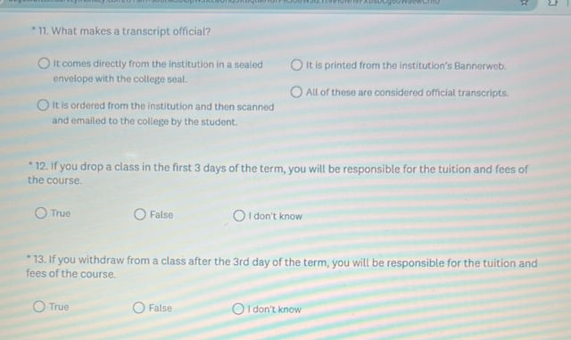*11. What makes a transcript official? It | StudyX