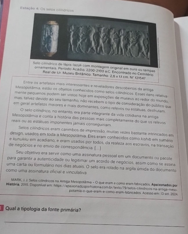 Tipologia de fonte primária: Selos | StudyX