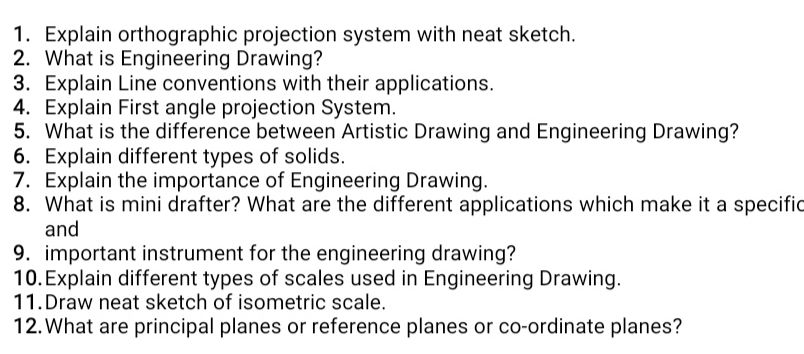 1. Explain orthographic projection system | StudyX