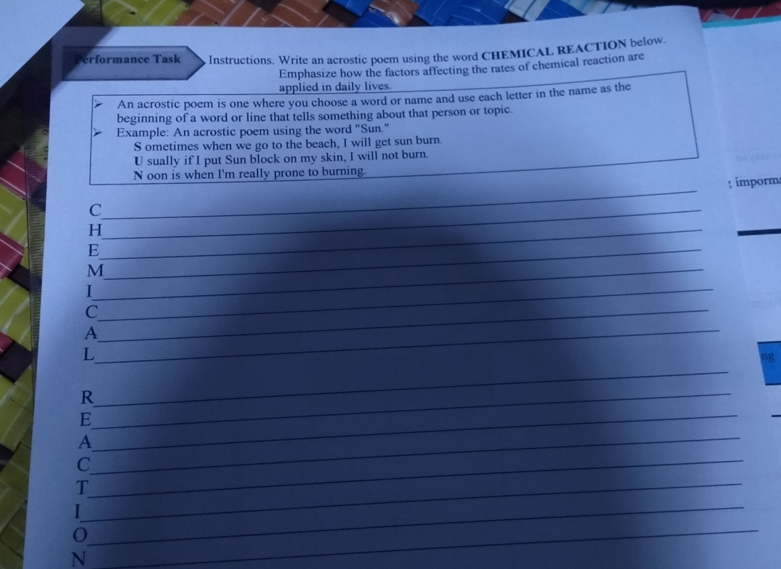 Instructions Write an acrostic poem using | StudyX