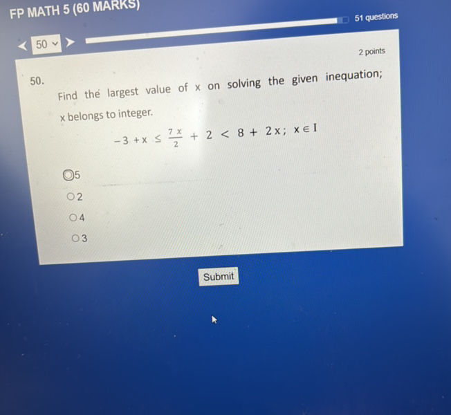 Find the largest value of x on solving the | StudyX