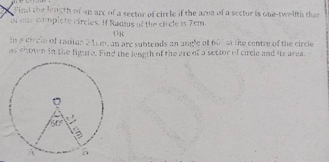 Find the length of an arc of a sector of | StudyX
