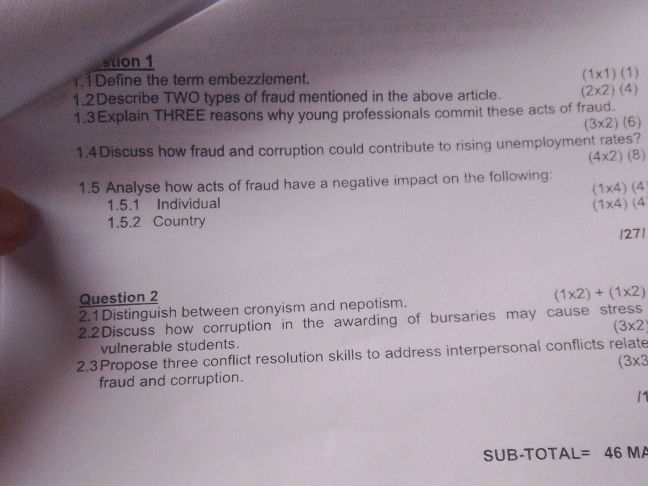 stion 1 1.1 Define the term embezzlement. | StudyX