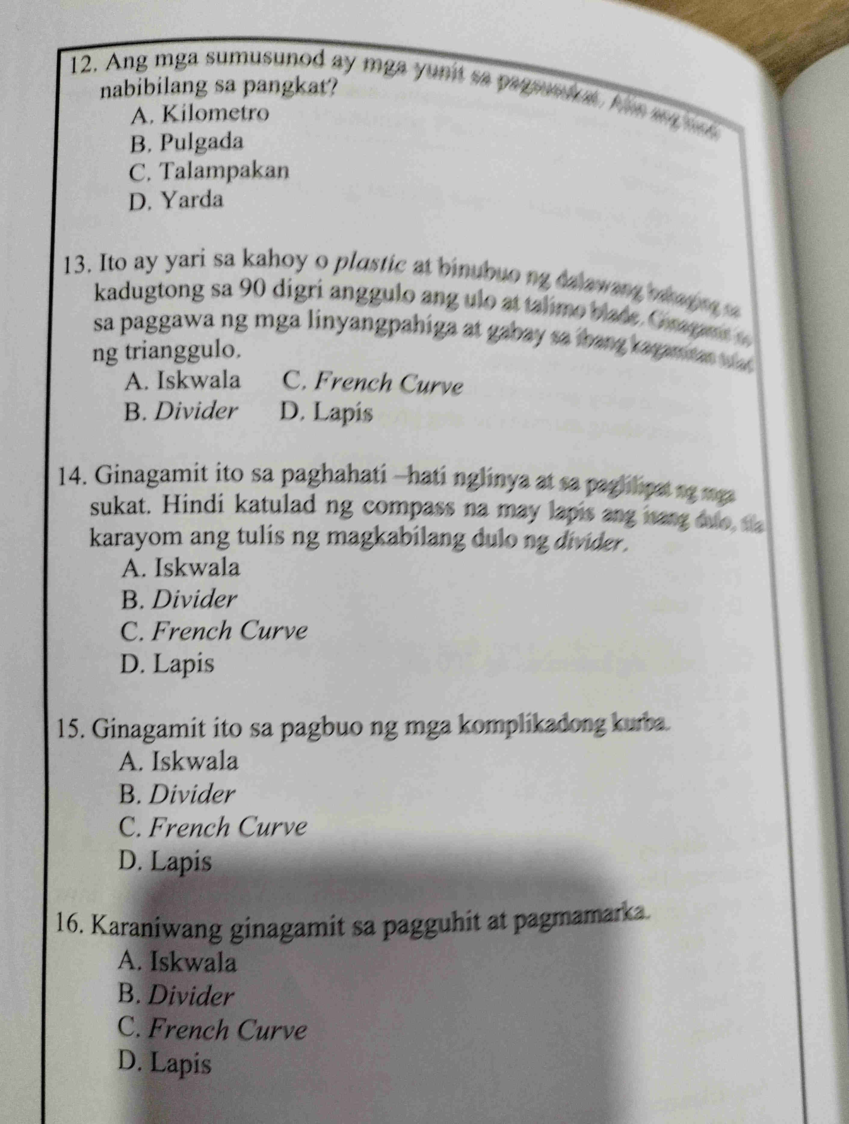 12 Ang mga sumusunod ay mga yunit sa | StudyX