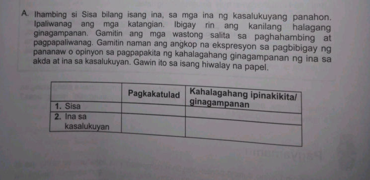 A. Ihambing si Sisa bilang isang ina, sa mga | StudyX