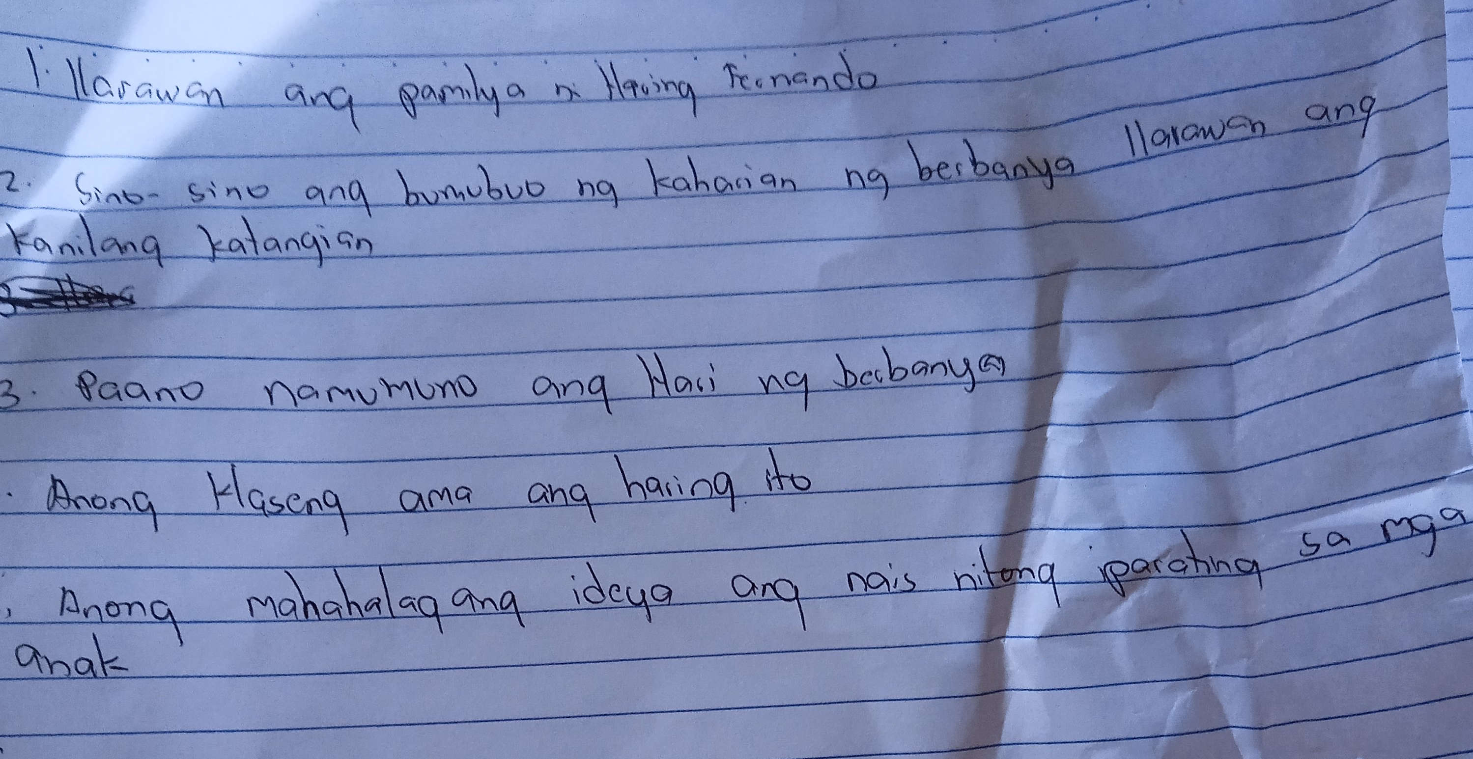 1. Ilarawan ang pamilya ni Haring Fernando | StudyX