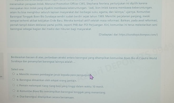 Berdasarkan bacaan di atas perbedaan atraksi | StudyX