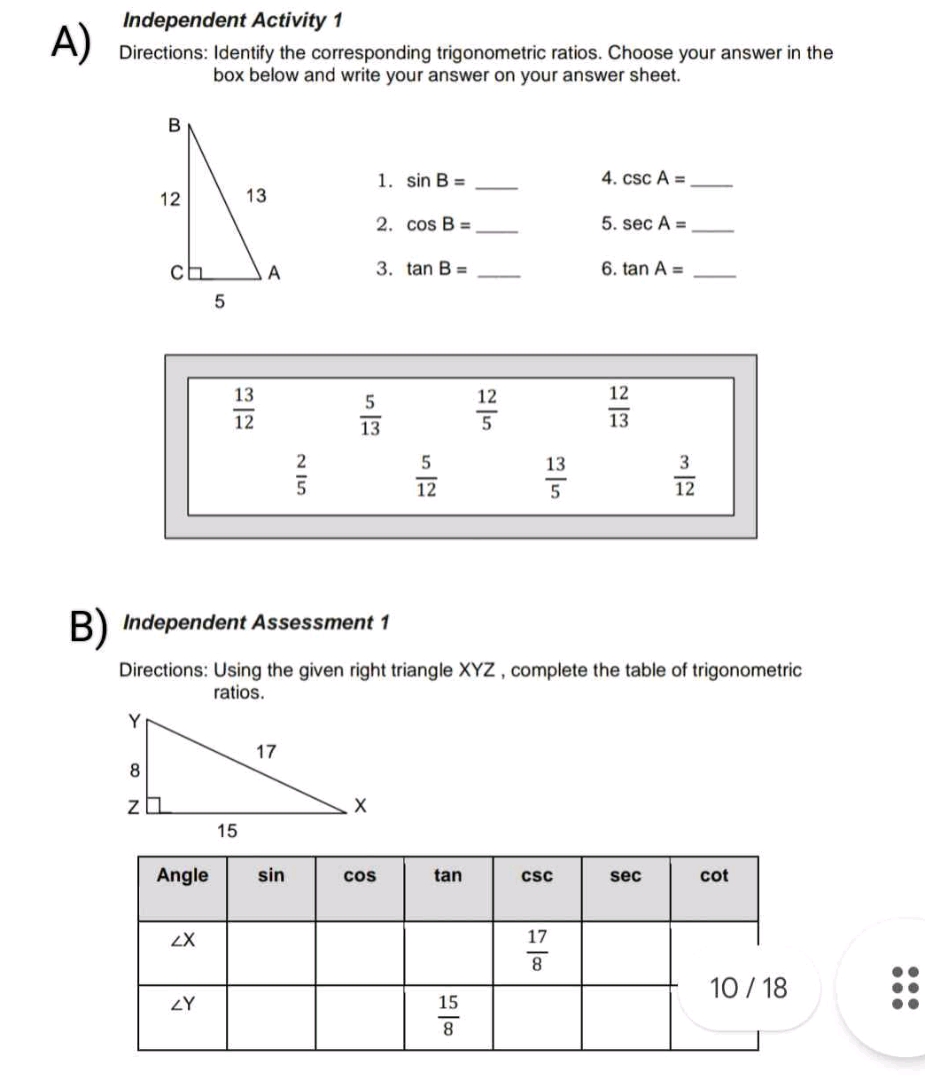 A) Independent Activity 1 Directions | StudyX